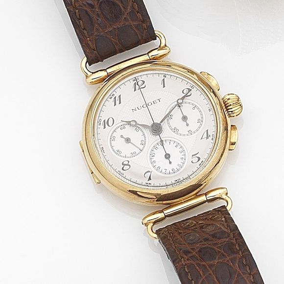 Bonhams : Minerva. An 18ct gold manual wind chronograph ...
