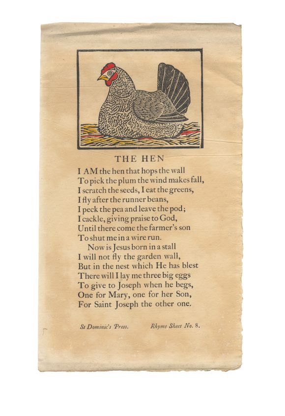 Bonhams : ST. DOMINIC'S PRESS The Hen; Rhyme Sheet No.8; and others ...