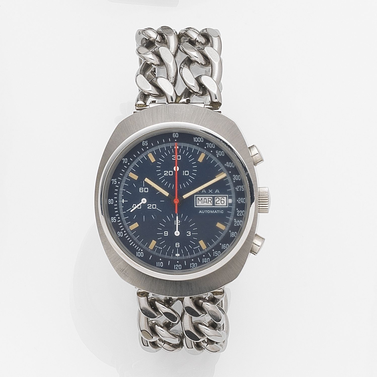 Bonhams : IAXA. A stainless steel automatic calendar chronograph ...