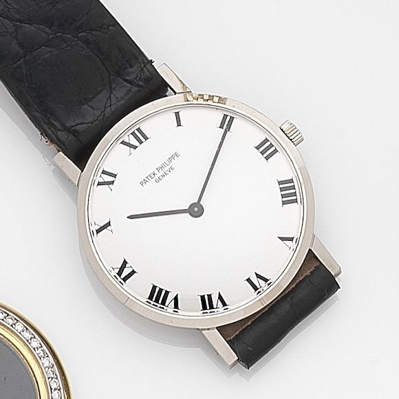 Bonhams : Patek Philippe. An 18ct white gold manual wind wristwatchRef ...