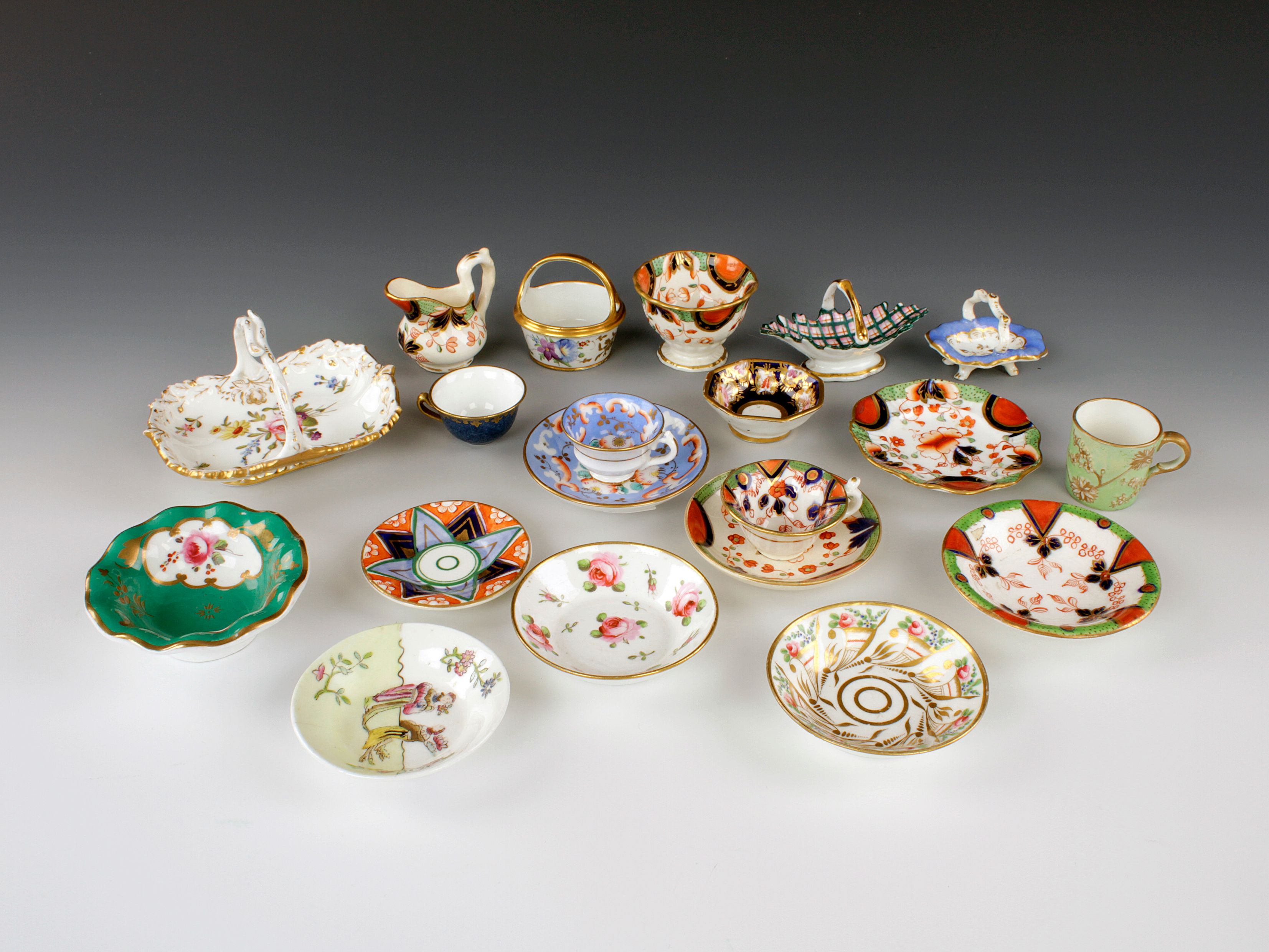 Bonhams : A group of English porcelain miniatures, early 19th century
