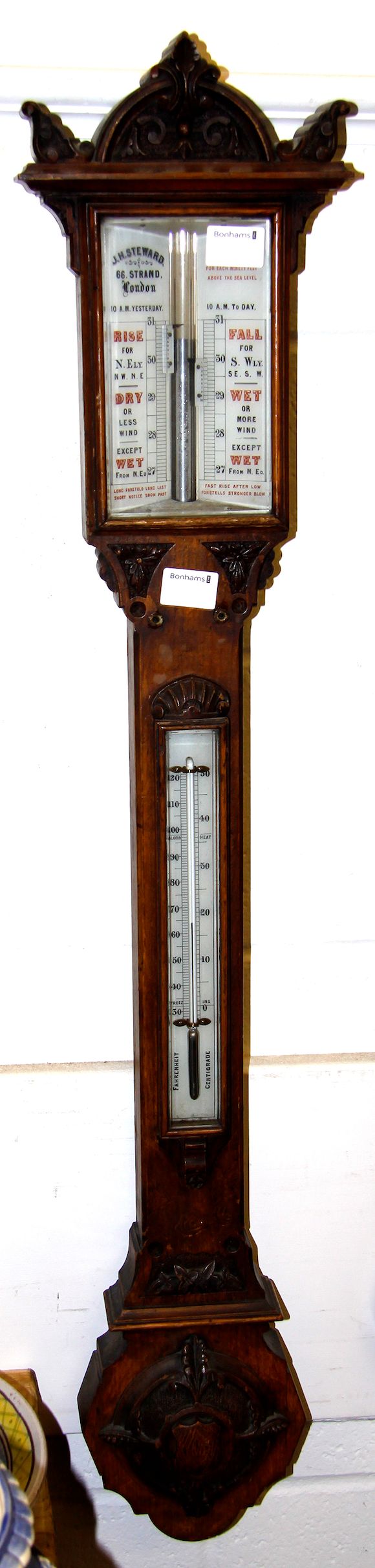 Bonhams : A Victorian oak stick barometer J.H. Steward, 66 Strand, London
