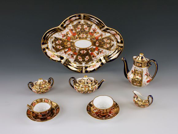 Bonhams : A Royal Crown Derby matched toy cabaret set and a coffee pot ...
