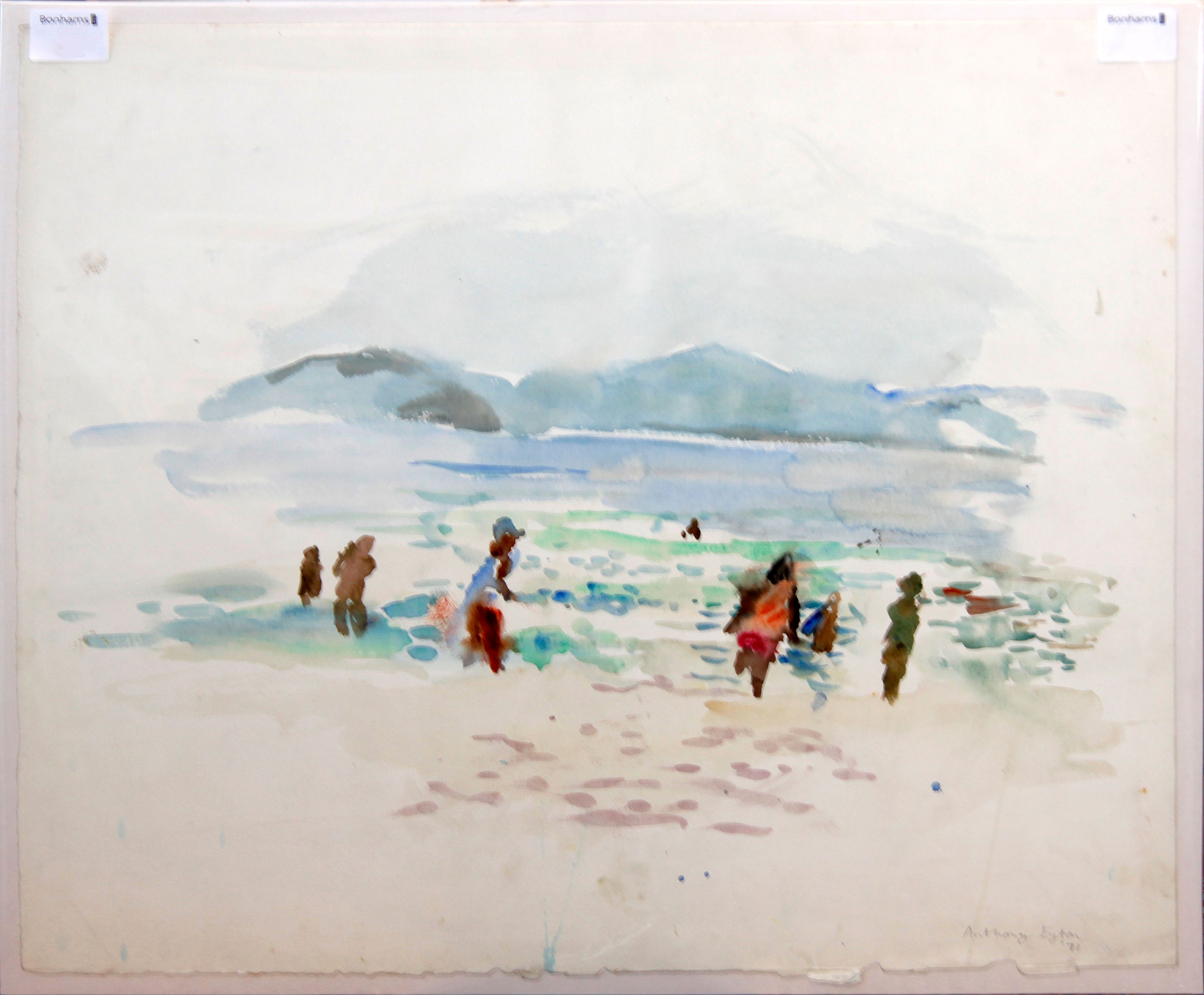 Bonhams : Anthony Eyton RA (British, born 1923) Figures on a beach