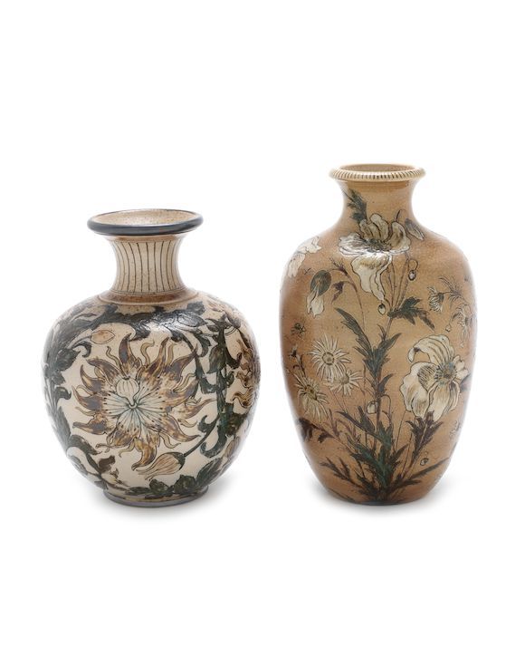 Bonhams : Martin Brothers Two Vases with Plant Forms, 1889 and 1890