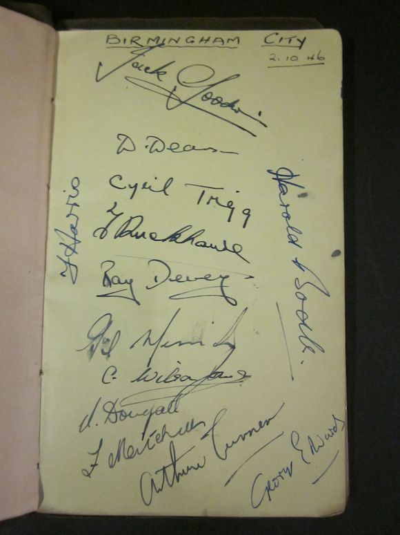 Bonhams : 1946/47 Birmingham City and Aston Villa squad autographs