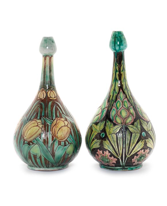 Bonhams : Charles Collis for Della Robbia a Vase with Plant Forms ...
