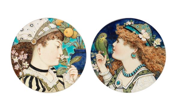 Bonhams : William Stephen Coleman for Minton a Pair of Roundels ...