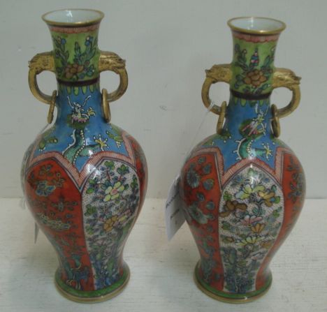 Bonhams : A pair of Chinese 'clobbered' inverted baluster vases ...