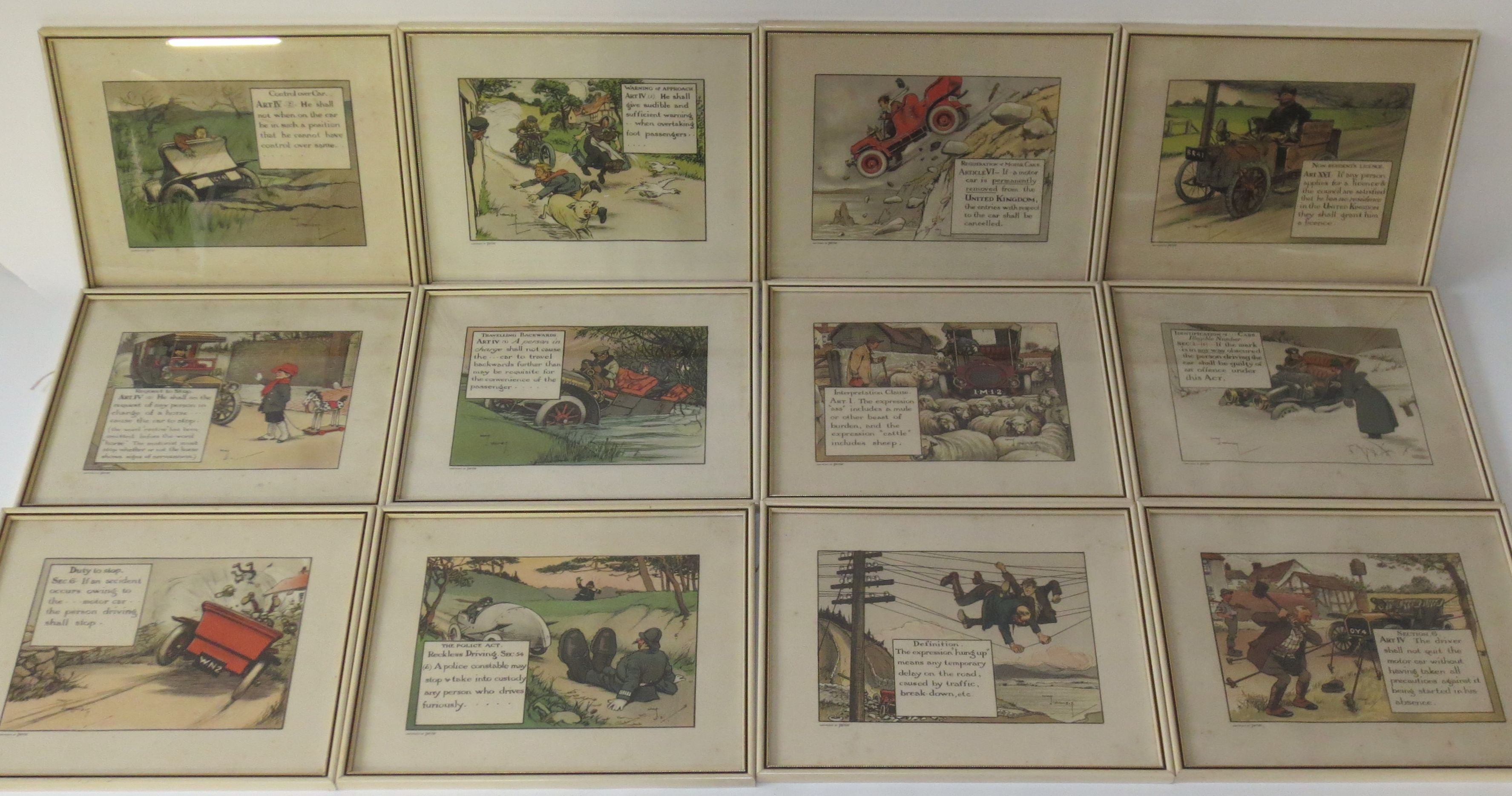 Bonhams Cars : A series of twelve framed 'Motoritis' Veteran motoring ...