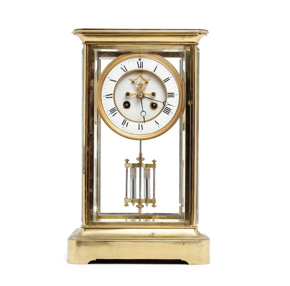 Bonhams : A late 19th century four-glass French mantel clock with open ...