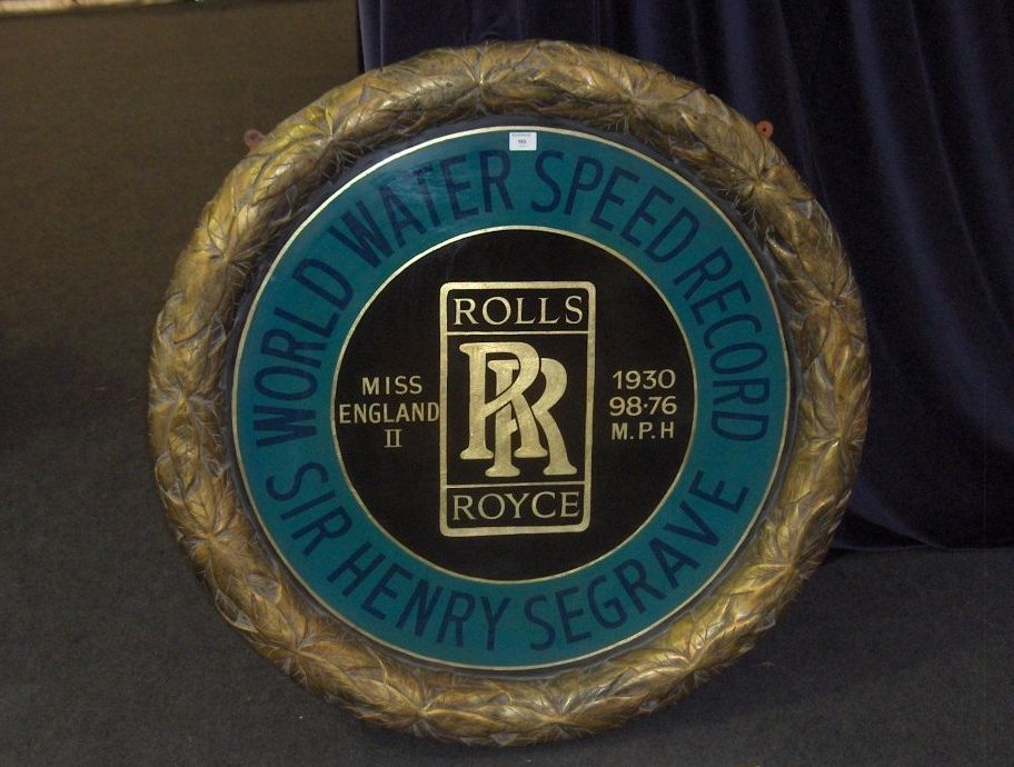 Bonhams Cars : A hand-painted 'Sir Major Henry Segrave's World Water ...