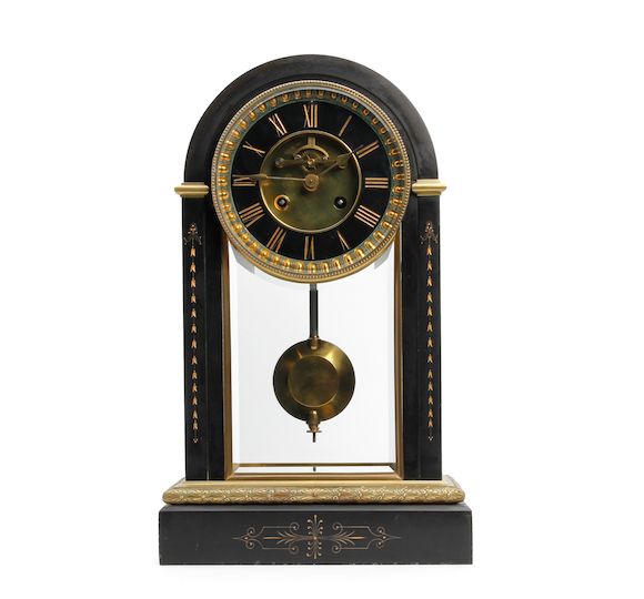 Bonhams : A fine late 19th century gilt brass and black marble mantel ...