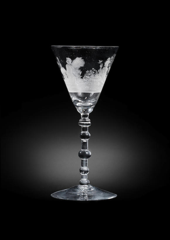 Bonhams A Tall Dutch Engraved Light Baluster Goblet Circa 1760