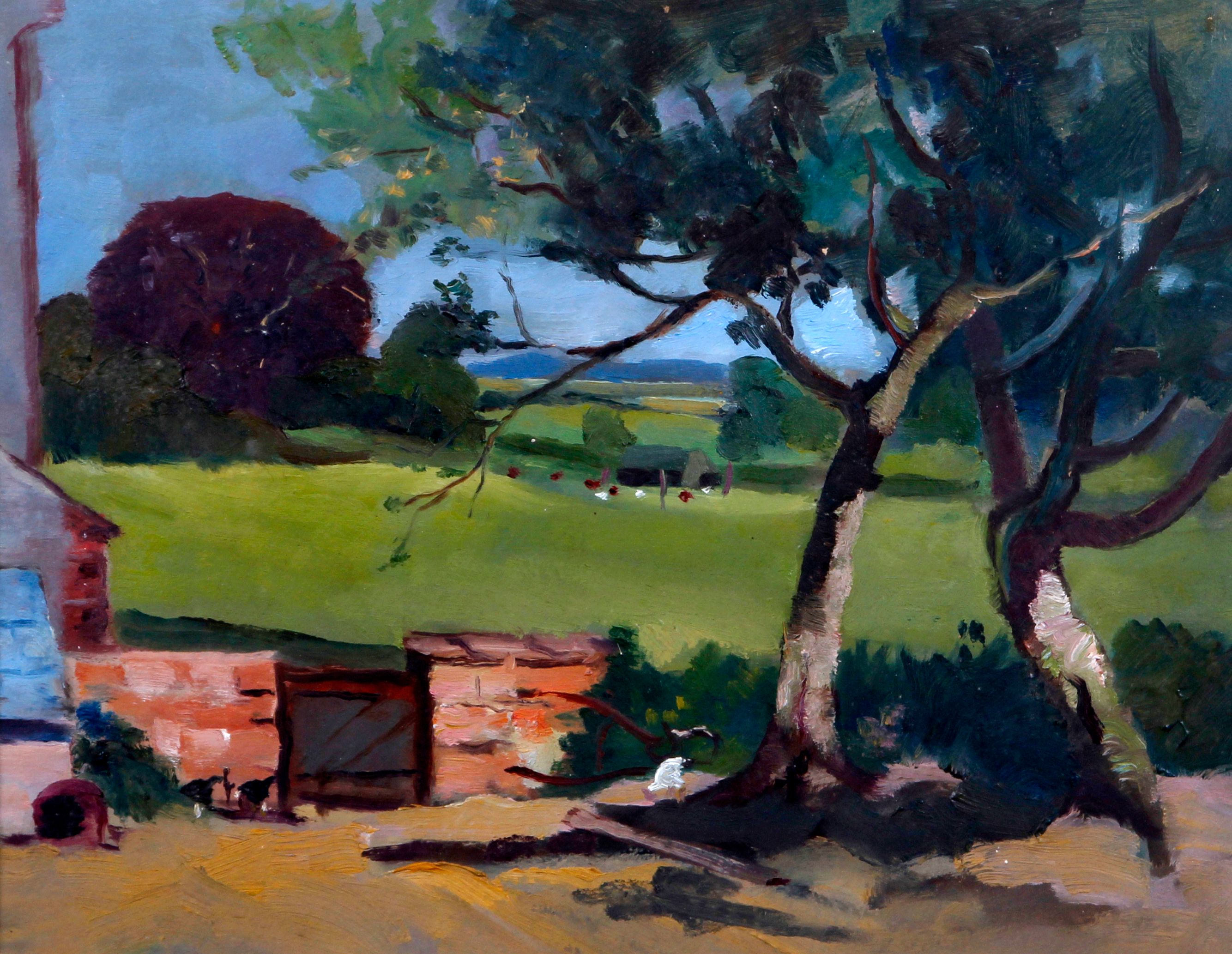 Bonhams : Ferdinand Cirel (Welsh, 1884-1968) Farmscene near Cardiff