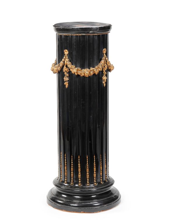 Bonhams : A 19th century ebonised column stand, with gilt metal mounts