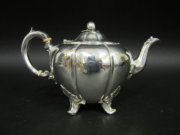 Bonhams : A Victorian silver melon teapot by the Barnards, London 1842