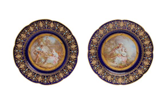 Bonhams : A pair of Sèvres style plates Late 19th Century