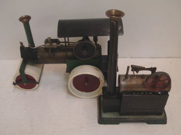 Bonhams : A painted metal steam driven model traction engine, a small ...