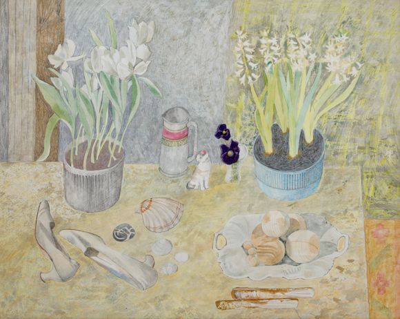 Bonhams : Ruth Burden (British, 1925-2011) Still life with wedding shoes
