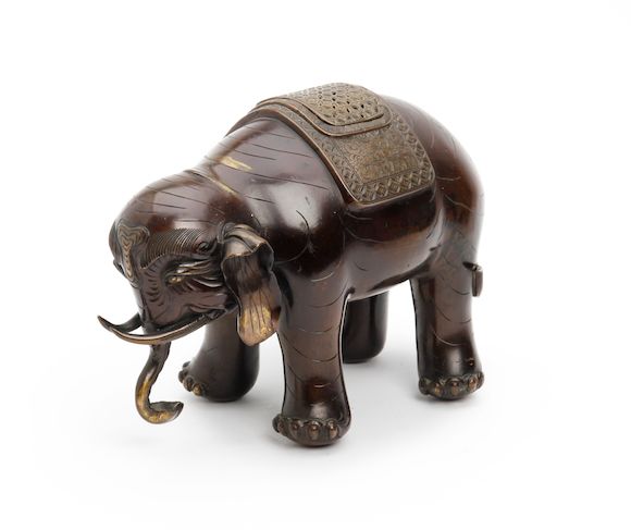 Bonhams : A Chinese bronze elephant censor 19th Century