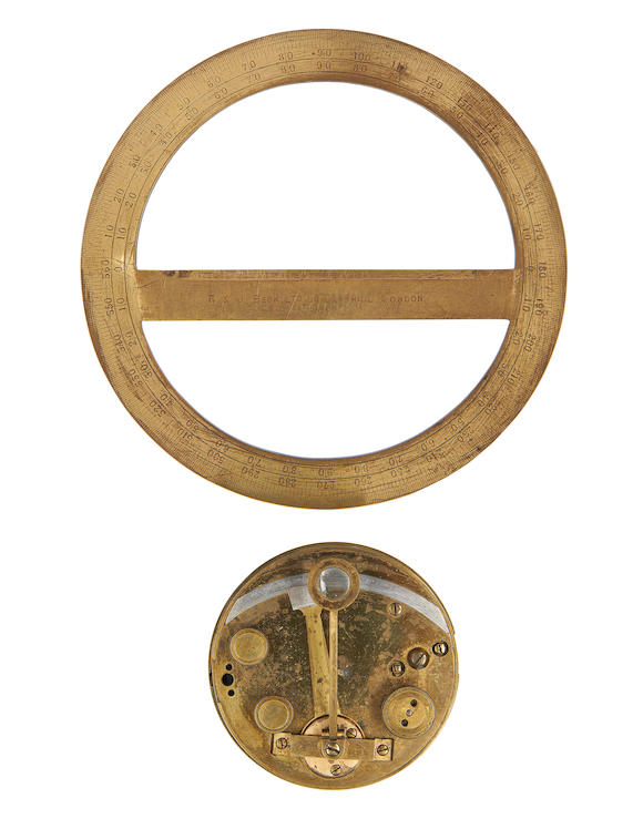 Bonhams An Allan Brass Box Sextant And An R And J Beck Protractor