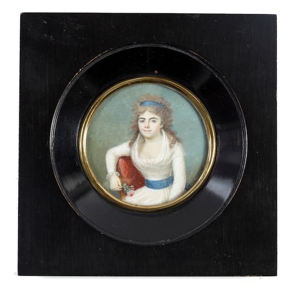 Bonhams : French School, circa 1780 A Lady, seated and holding a rose ...