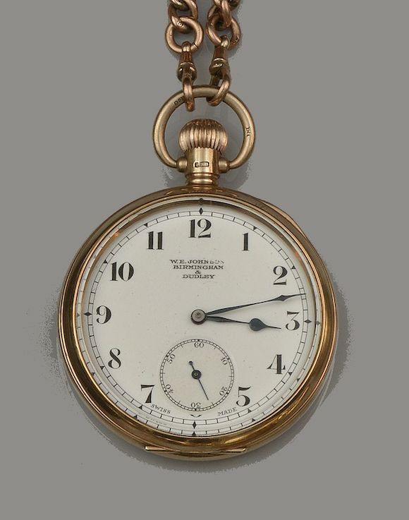 Bonhams : A 9ct gold open face pocket watch with Albert chain and ...