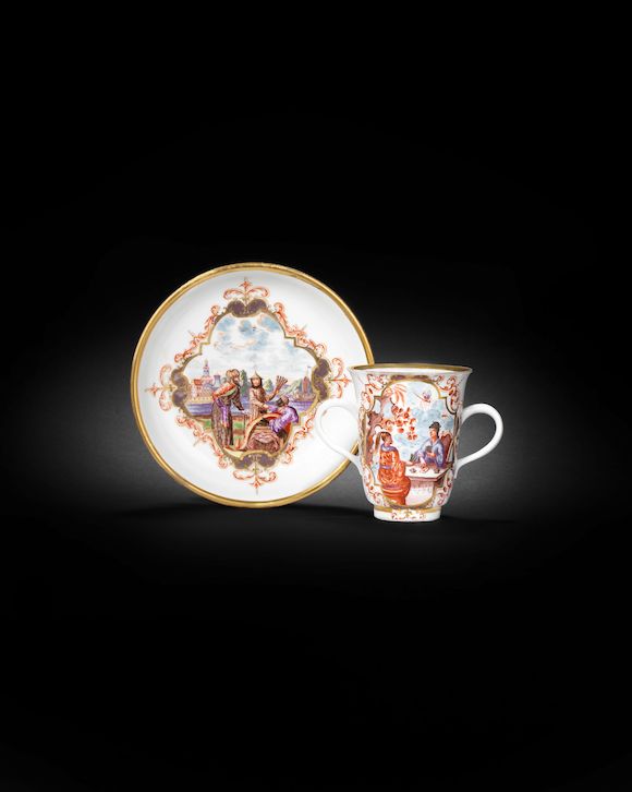 Bonhams : A very rare Meissen double-handled beaker and saucer, circa 1723