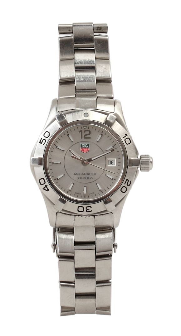 Bonhams : TAG Heuer: A lady's stainless steel Aquaracer calendar ...