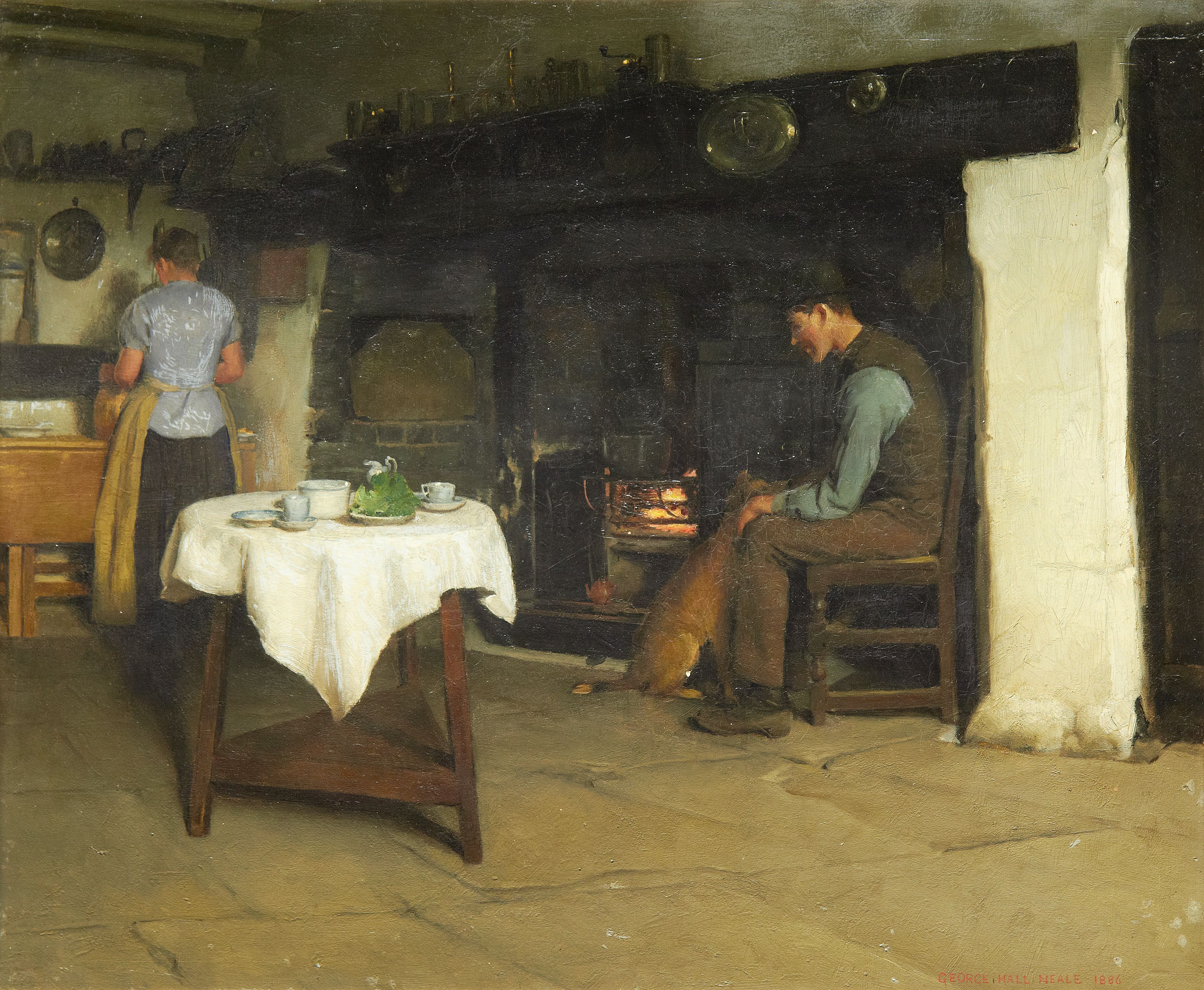 Bonhams : George Hall Neale (British, 1863-1940) Waiting for tea