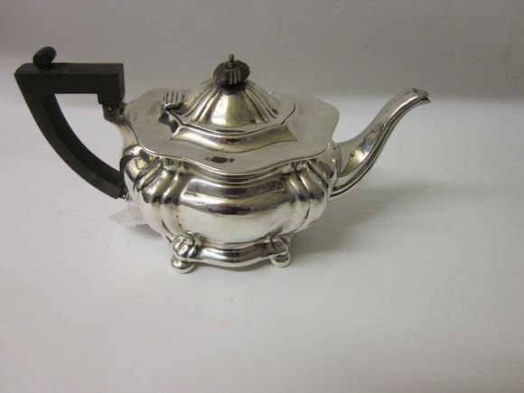 Bonhams : A silver teapot, marks rubbed,