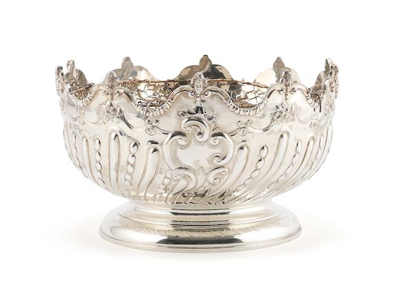 Bonhams : A large Victorian silver rose bowl, in the form of a Monteith ...