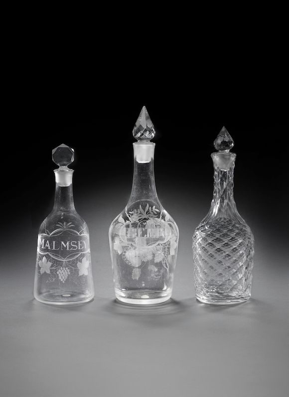 Bonhams : A 'Lynn' Jacobite Beer decanter and stopper and a facet-cut ...