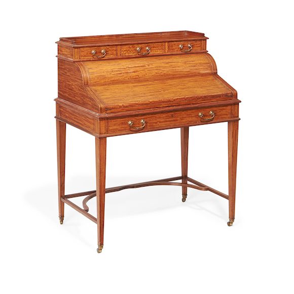 Bonhams : An Edwardian satinwood lady's cylinder writing desk by Maple ...
