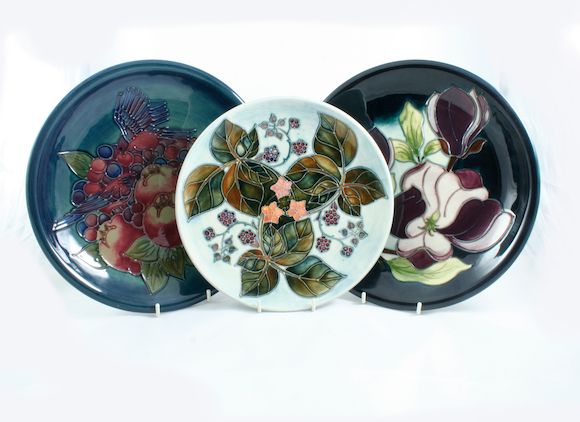 Bonhams : A collection of three Moorcroft plates
