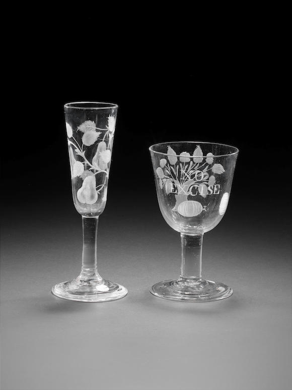 Bonhams A Rare Engraved Perry Glass Circa 1750