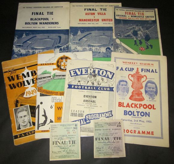 Bonhams : A collection of F.A. Cup programmes and tickets