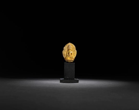 Bonhams : A gilt-bronze miniature Buddha from a Ga'u Qing dynasty, 18th ...