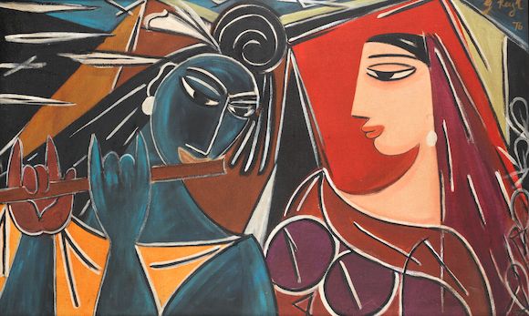 Bonhams : George Keyt (Sri Lankan, 1901-1993) Radha and Krishna,