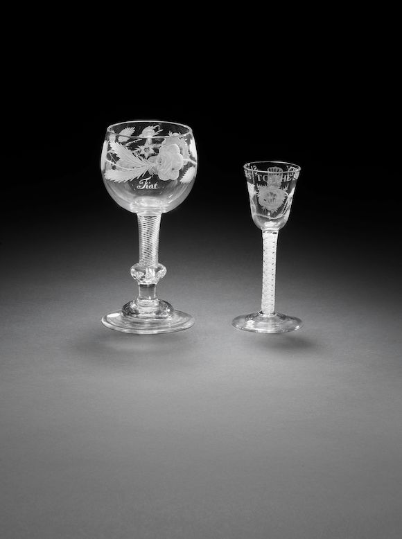 Bonhams : A Jacobite composite-stem goblet, circa 1745-50