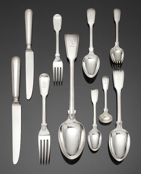 Bonhams : A Victorian silver Fiddle and Thread pattern part-table ...