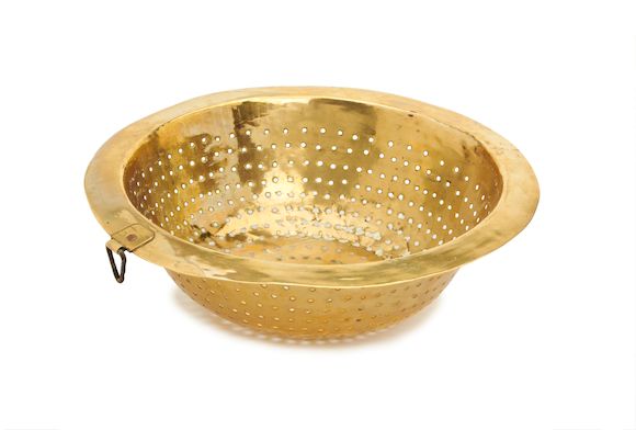 Bonhams : A rare 18th century sheet brass colander, English