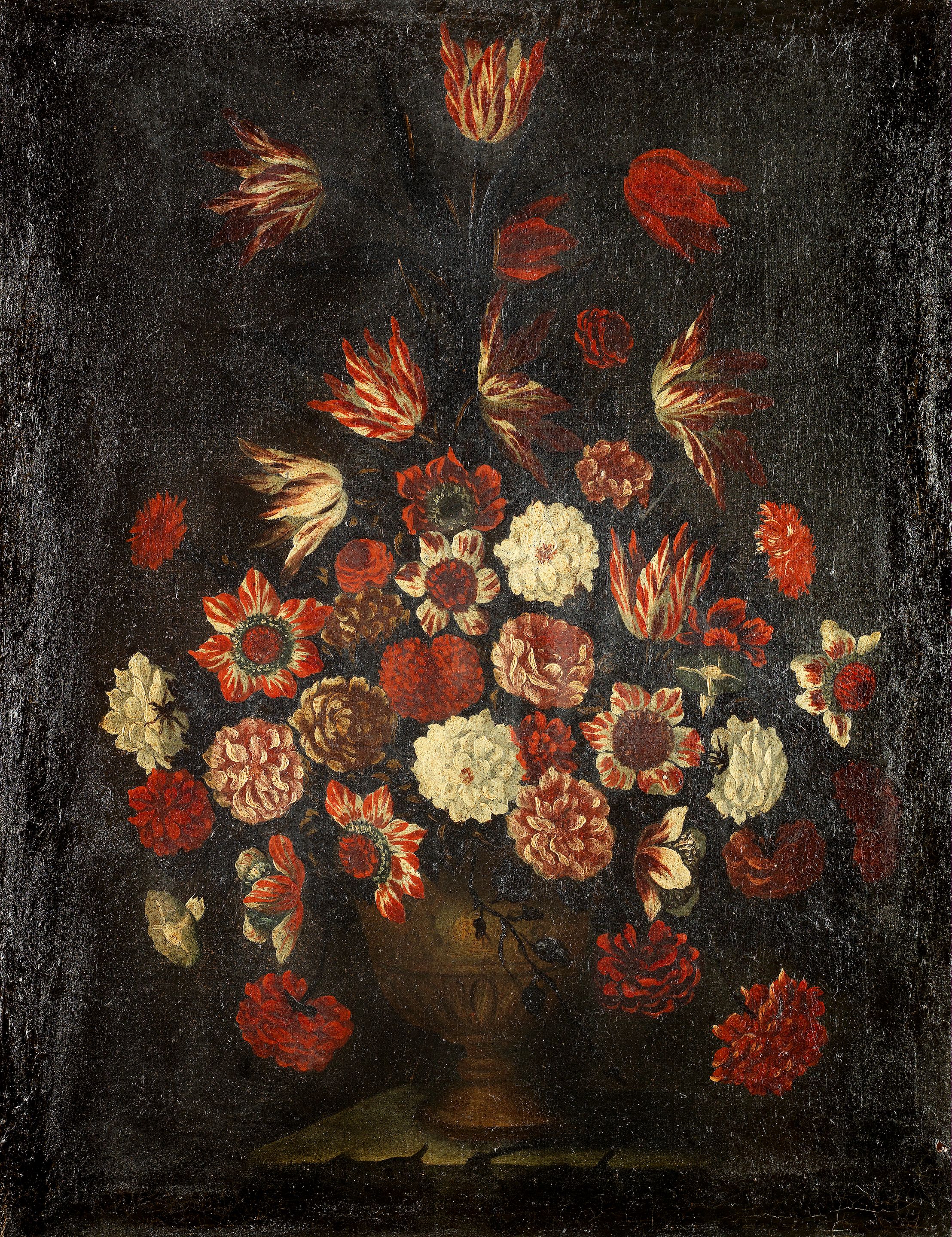 Bonhams : Neapolitan School, 18th Century Tulips, roses, chrysanthemums ...