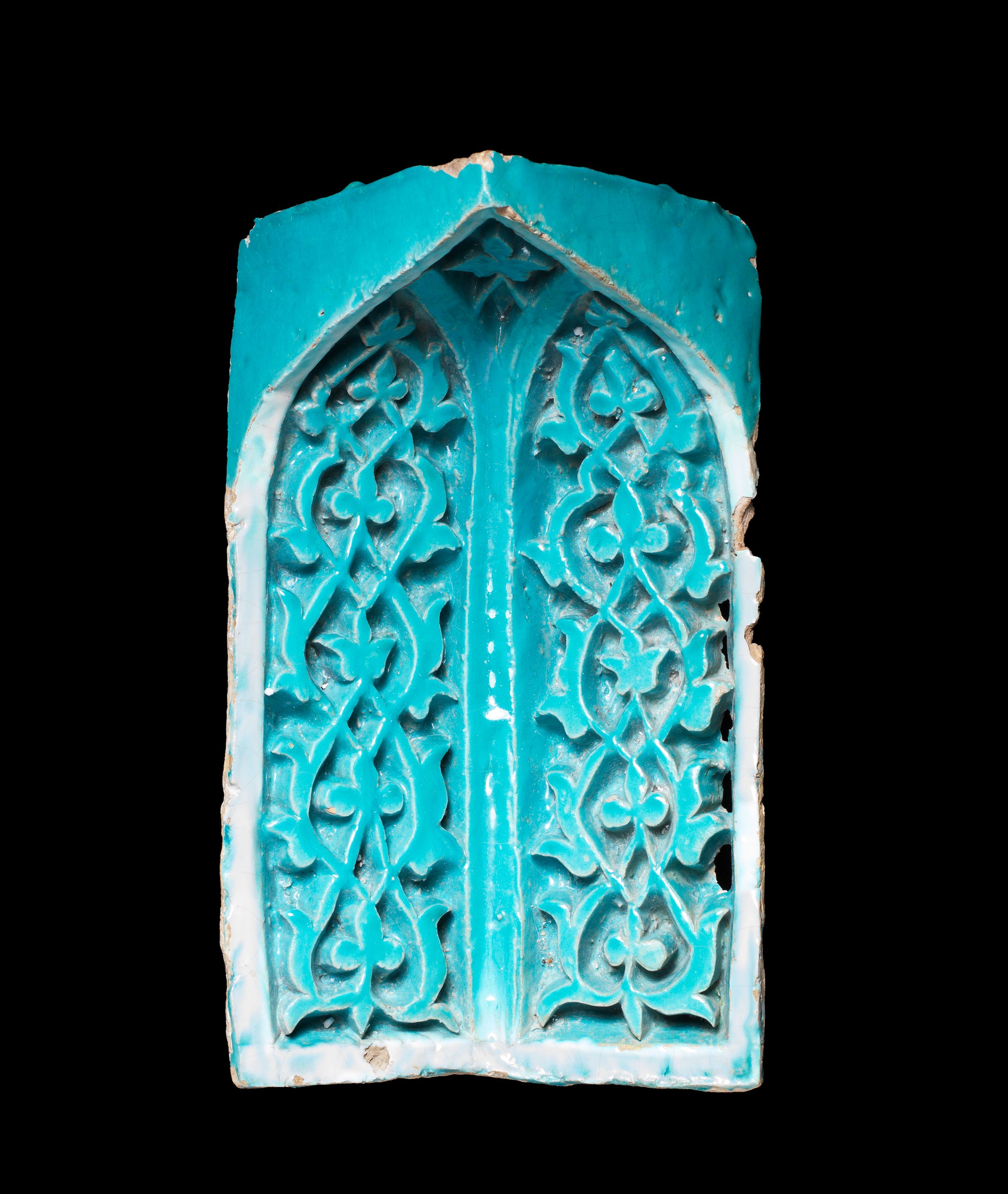 Bonhams : A Timurid monochrome carved pottery Squinch Tile (muqarna ...