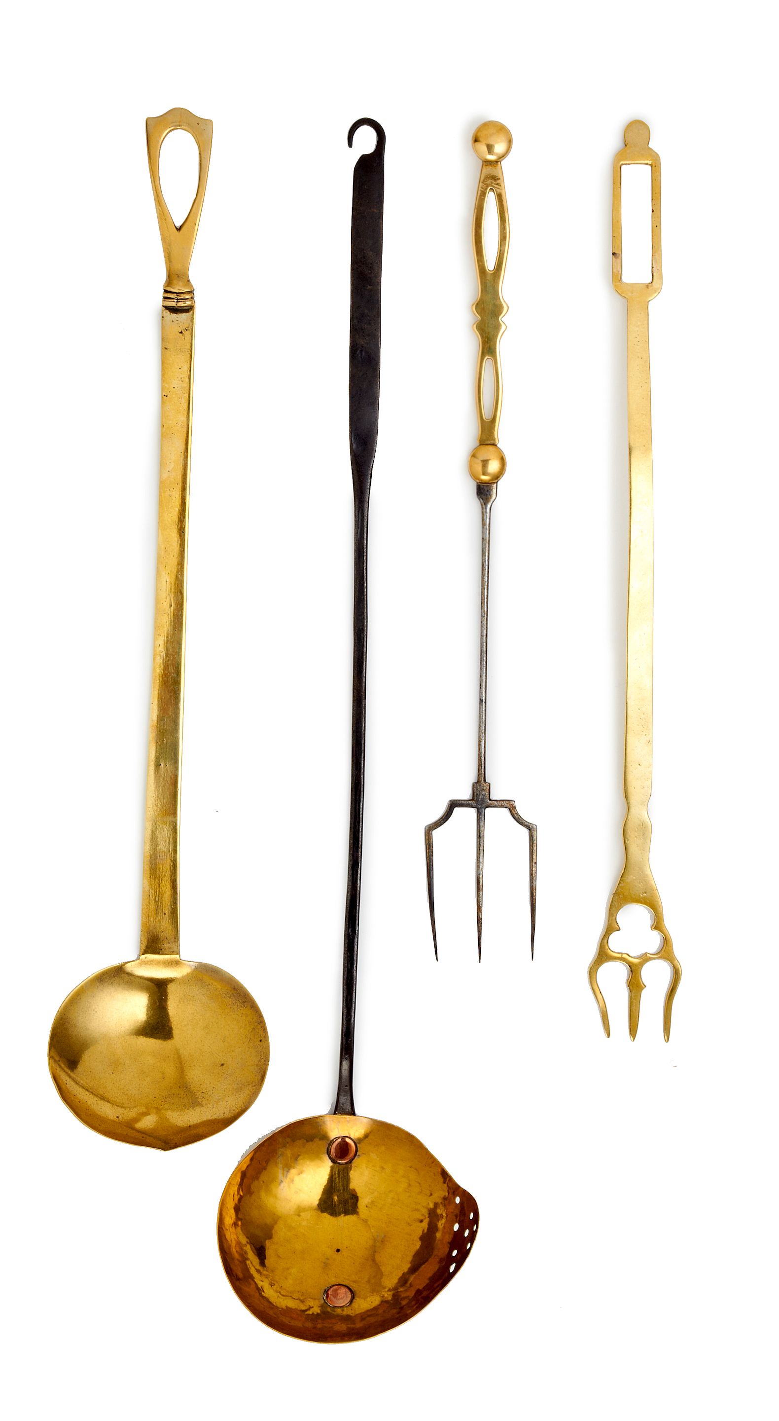 Bonhams : Four brass kitchen utensils