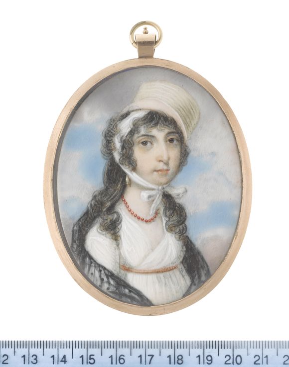 Bonhams : Henry Jacob Burch (British, born 1763) A Lady, wearing white ...