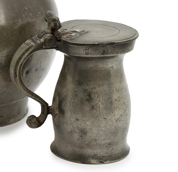 Bonhams An 18th Century Pint Double Volute Pewter Baluster Measure