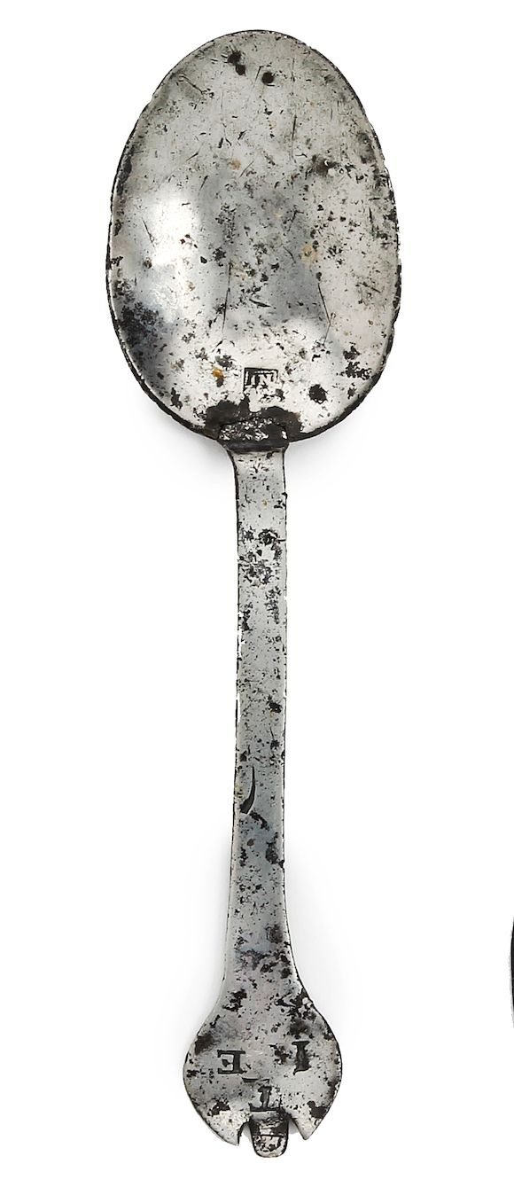 Bonhams : A trifid-end pewter spoon, circa 1690