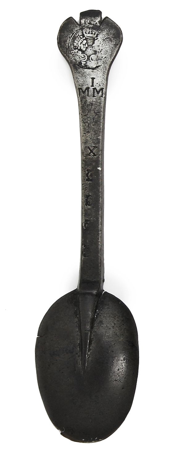 Bonhams : A trifid-end pewter spoon, circa 1700